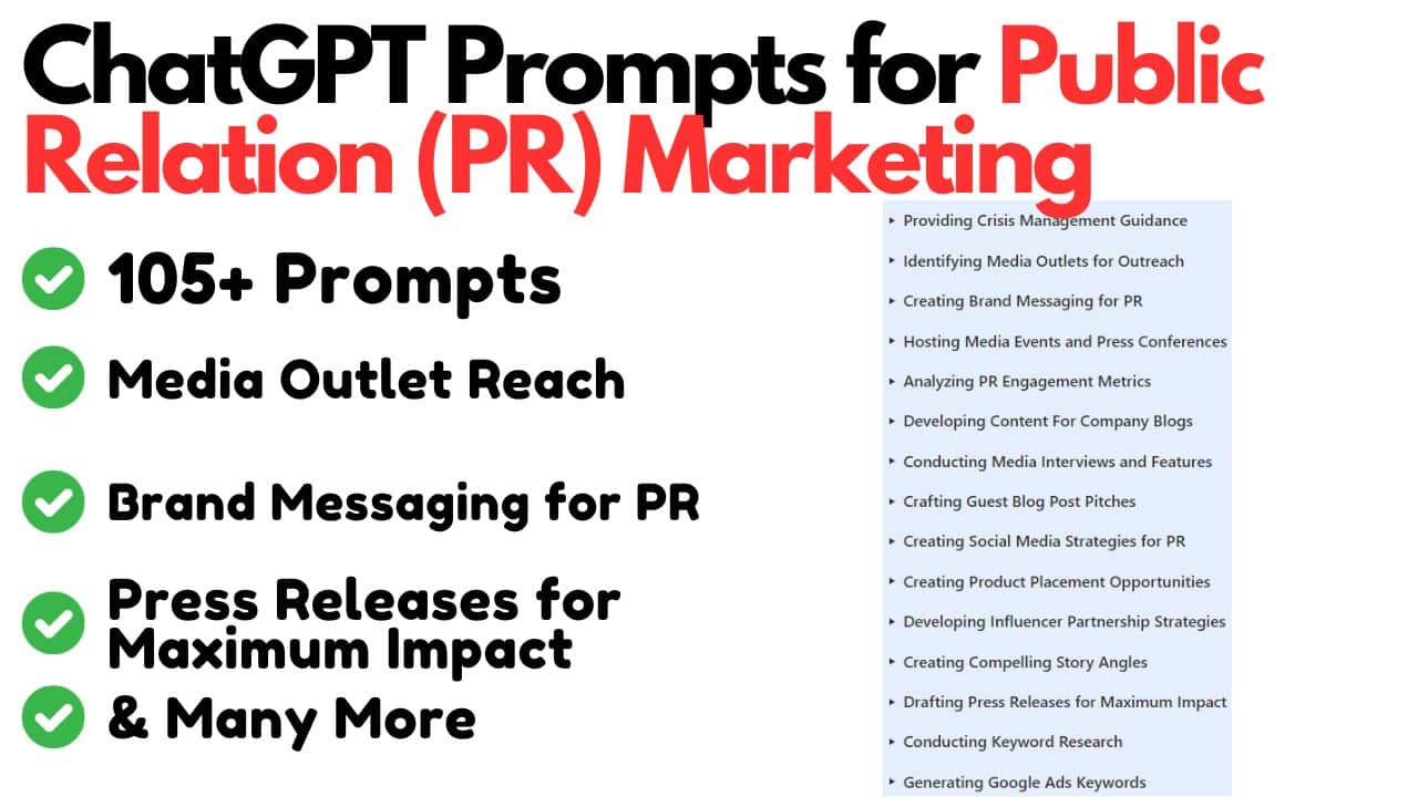 105+ Ultimate ChatGPT Prompts for Public Relation Marketing (PR) in ...